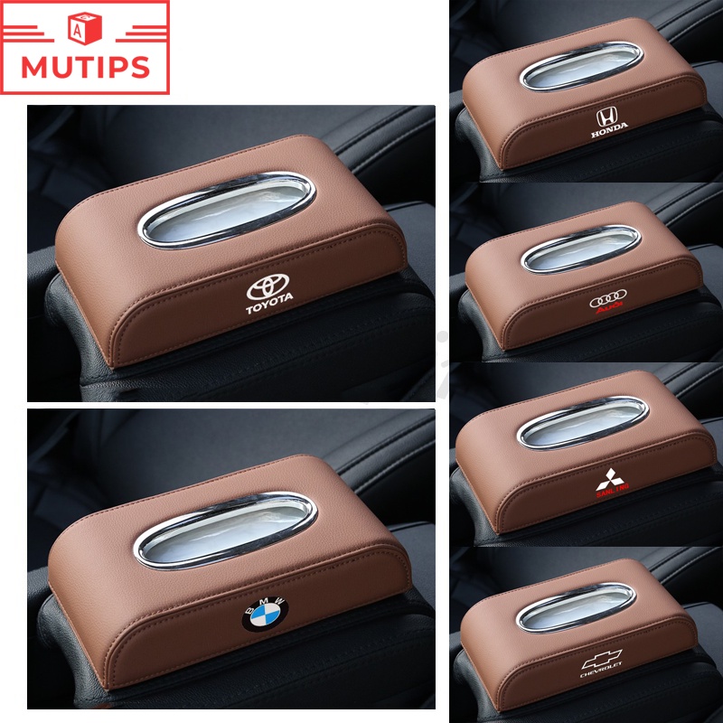 Car Brown High Grade Leather Storage Tissue Box For Toyota Honda ...