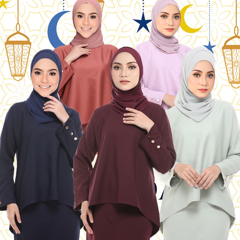 KURUNG MUSLIMAH FASHION BAJU RAYA LOOSE COMFORT WEAR Baju kurung plain ...