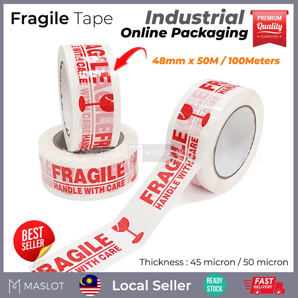 FRAGILE OPP TAPE 48MM 45MM (50 METER) or (100 METER) High Quality ...
