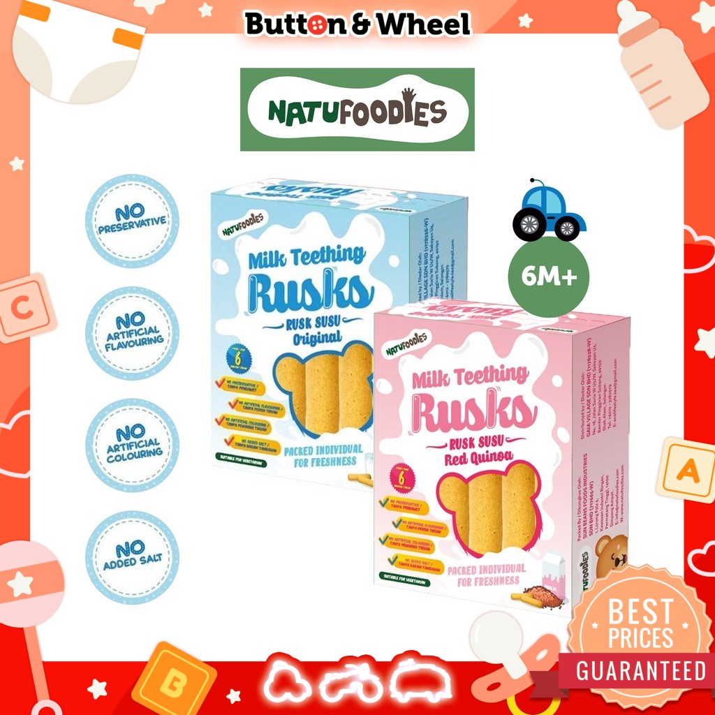 Natufoodies Milk Teething Rusks 84gm (14g x 6's) | Shopee Malaysia