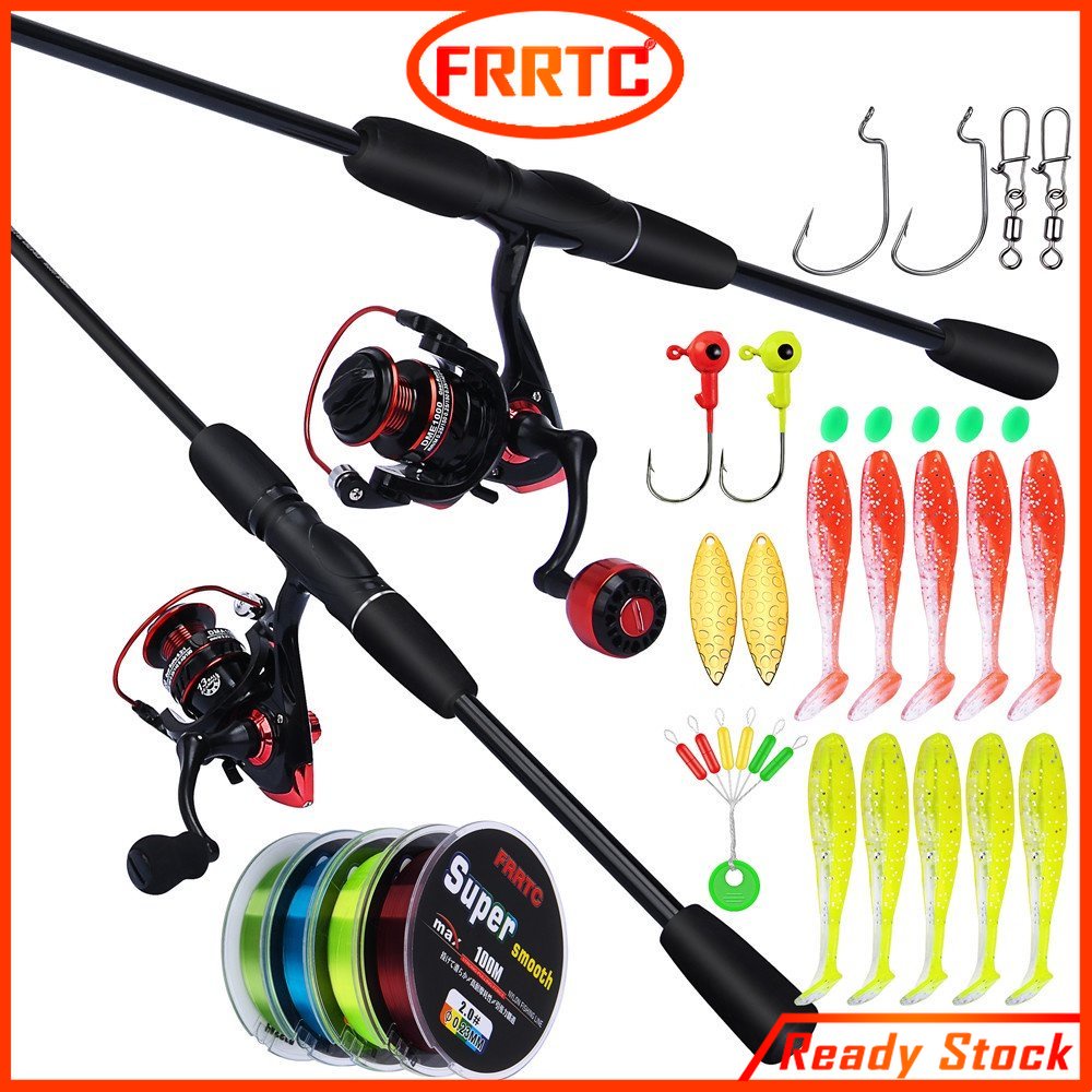 FRRTC 1.65m/1.8m Spinning Fishing Rod and Reel Set 2 Sections Carbon ...