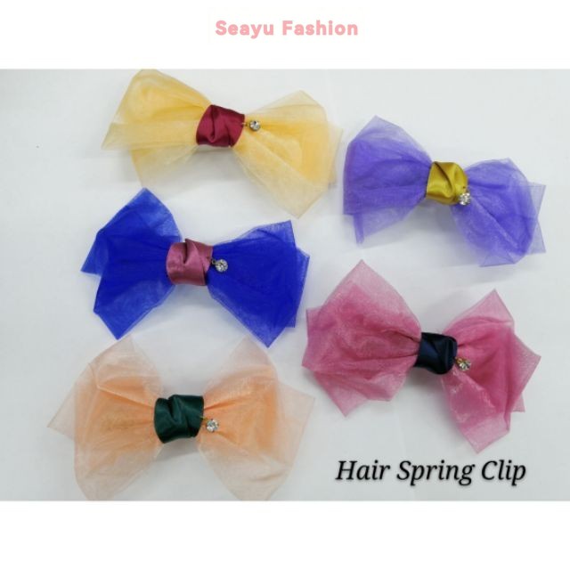 🔥READY STOCK🔥New Fashion Girl Hair Spring Clip Clamp Ribbon | Shopee ...