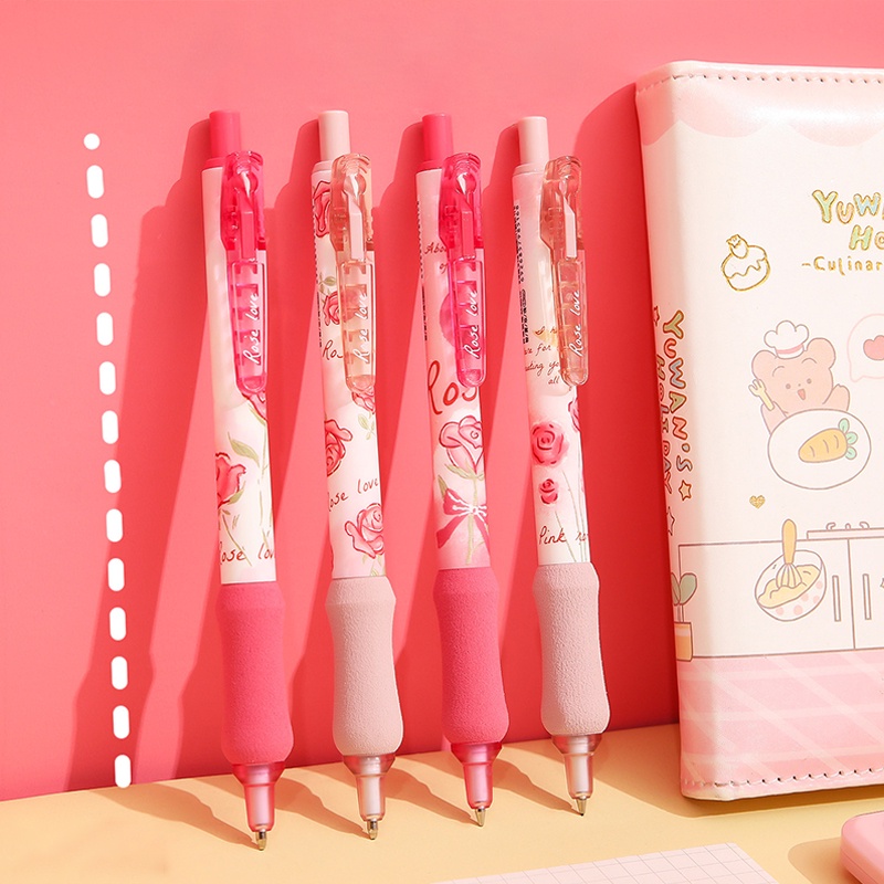 0.5mm Elegant Pink Rose Automatic Pencil Super Soft Sponge Grip Drawing ...