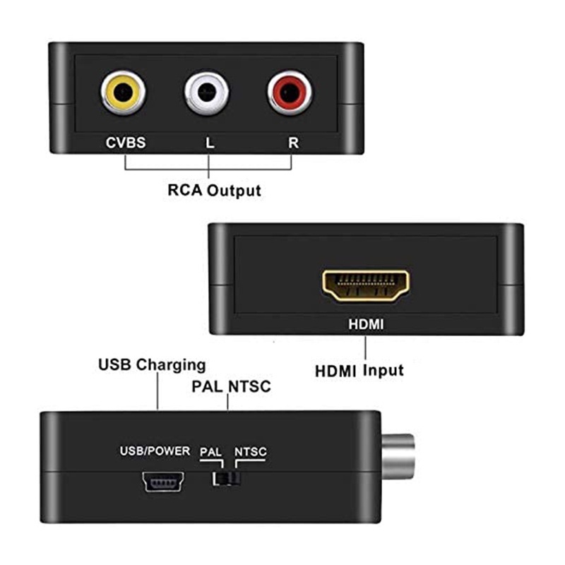HDM to RCA Converter Adapter Cable Audio Video AV Connector Input ...