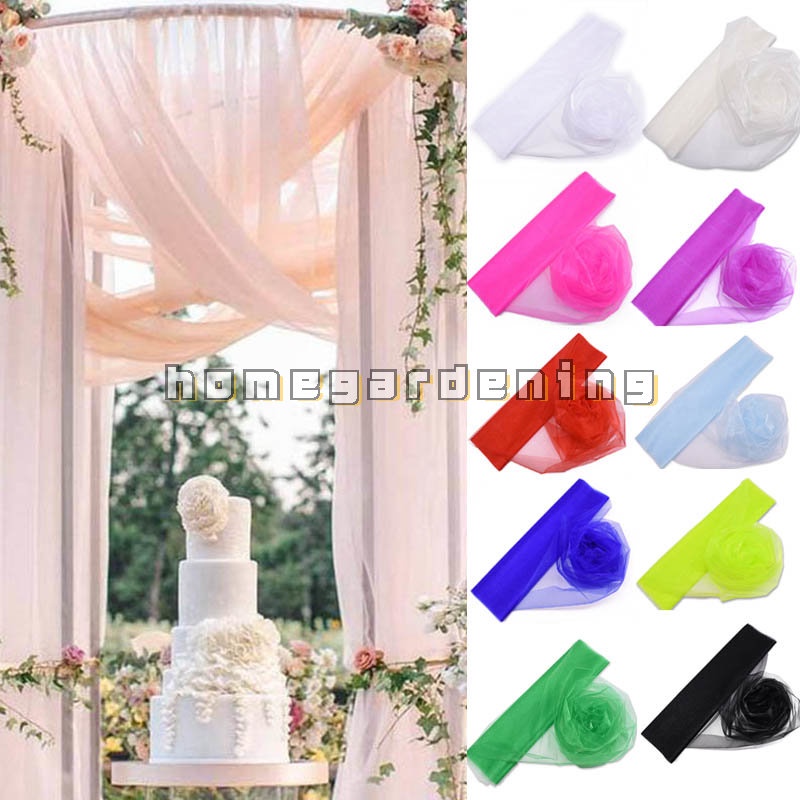 10M Wedding Tulle Clear White Polyester Organza Fabric Curtain Arch ...