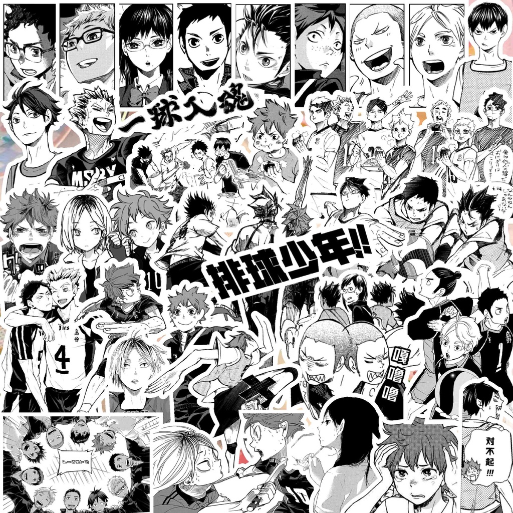 65Pcs/Set Haikyuu!! . Classical Black & White Series 02 Stickers DIY ...