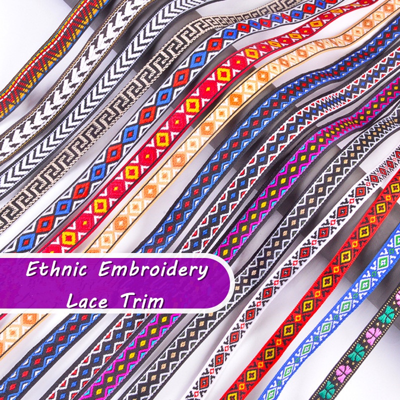 【10 Yards】Rhombus Arrow Pattern Ethnic Embroidery Lace Trim Ribbon ...