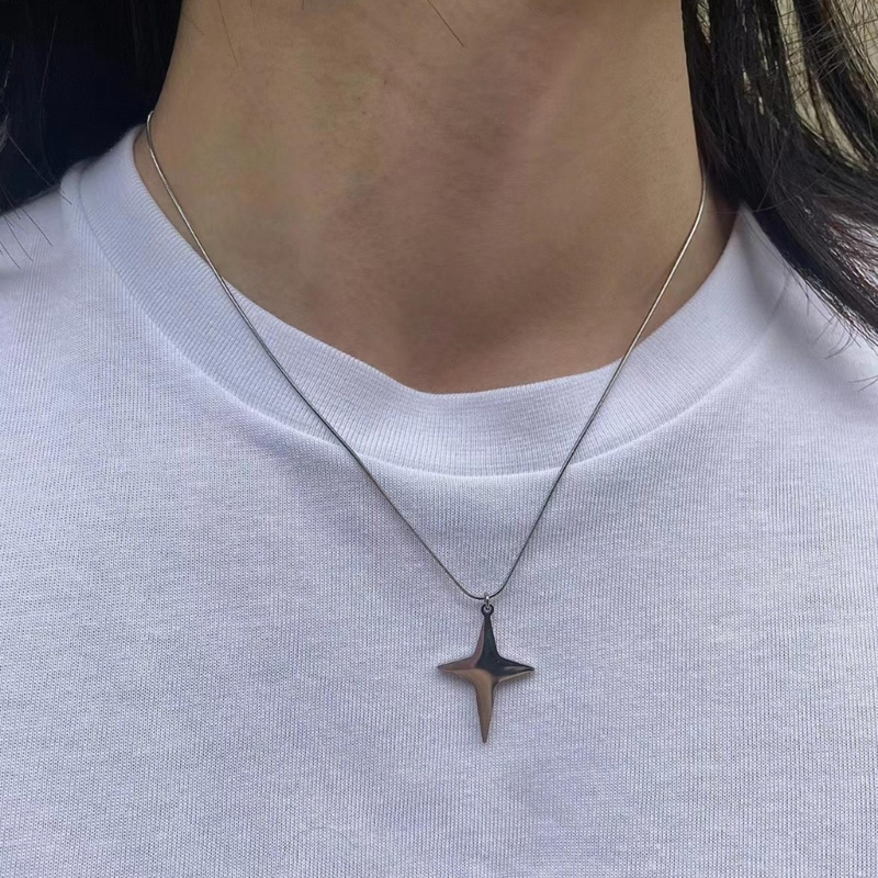 ARIN Four-Pointed Star Necklace Adjustable Crucifix Choker Necklace Clavicle Chain Smooth Cross ...