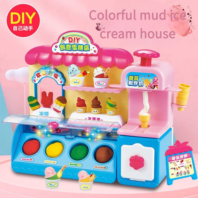 Non-Toxic Colored Clay Ice Cream Machine Creative Children's Toy Ice ...