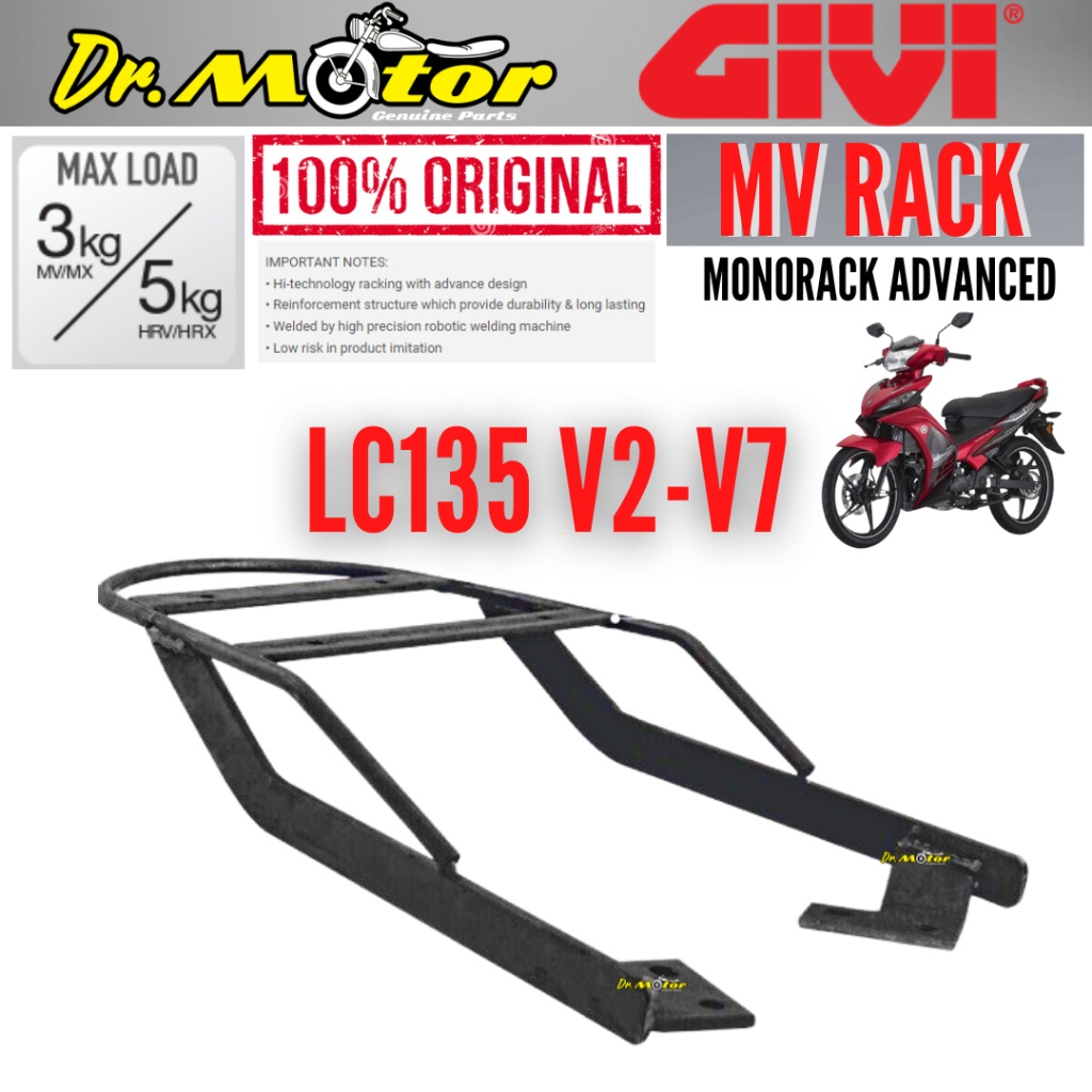 YAMAHA LC135 LC 135 V2 V3 V4 V5 V6 V7 GIVI MV MONORACK ADVANCE MONO ...