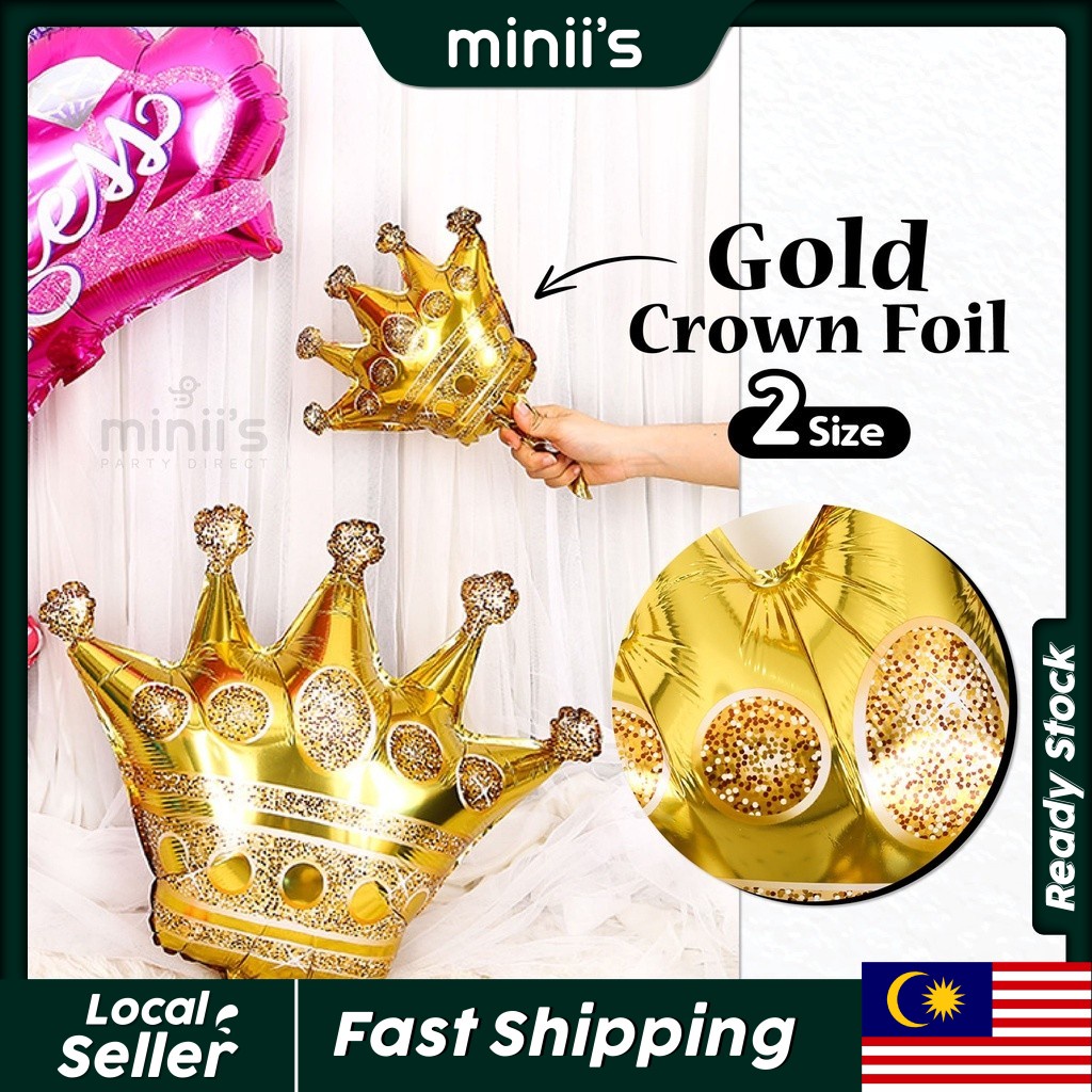 Miniis Gold Crown Balloons Foil Crown Balloon for Birthday Wedding ...