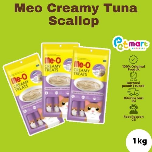 Meo Creamy Treats Wet Cat Snack With Scallop Tuna Flavor 60 gr Contains ...