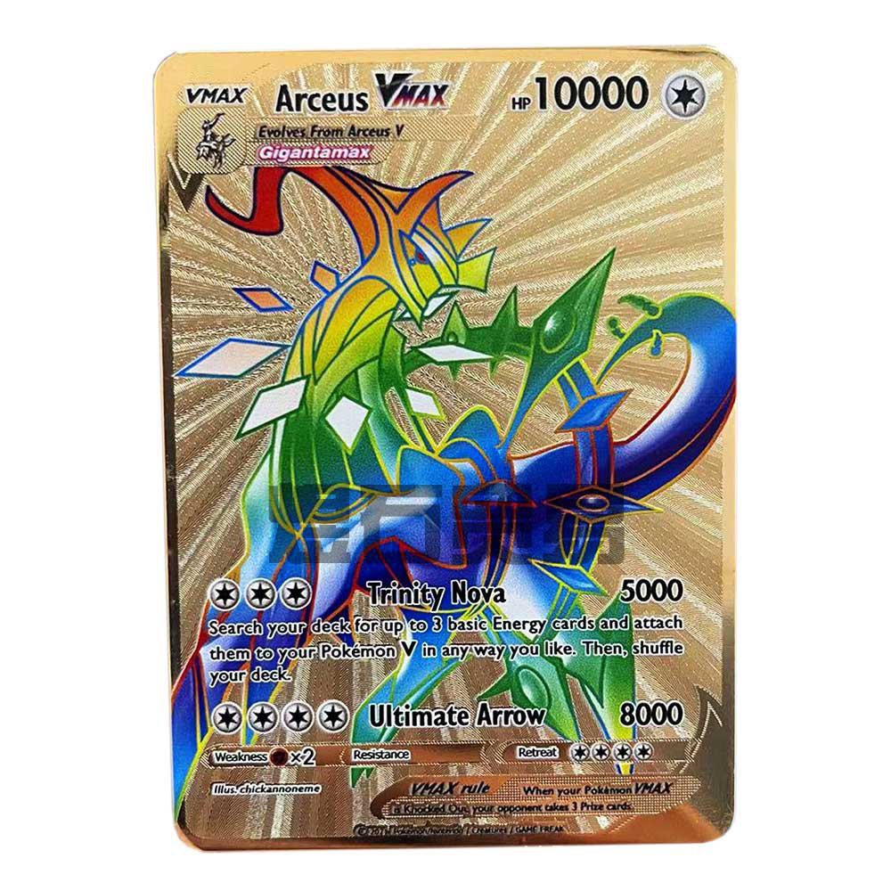 Pokemon Metal Cards English 10000HP Arceus Vmax YU GI OH Pikachu ...