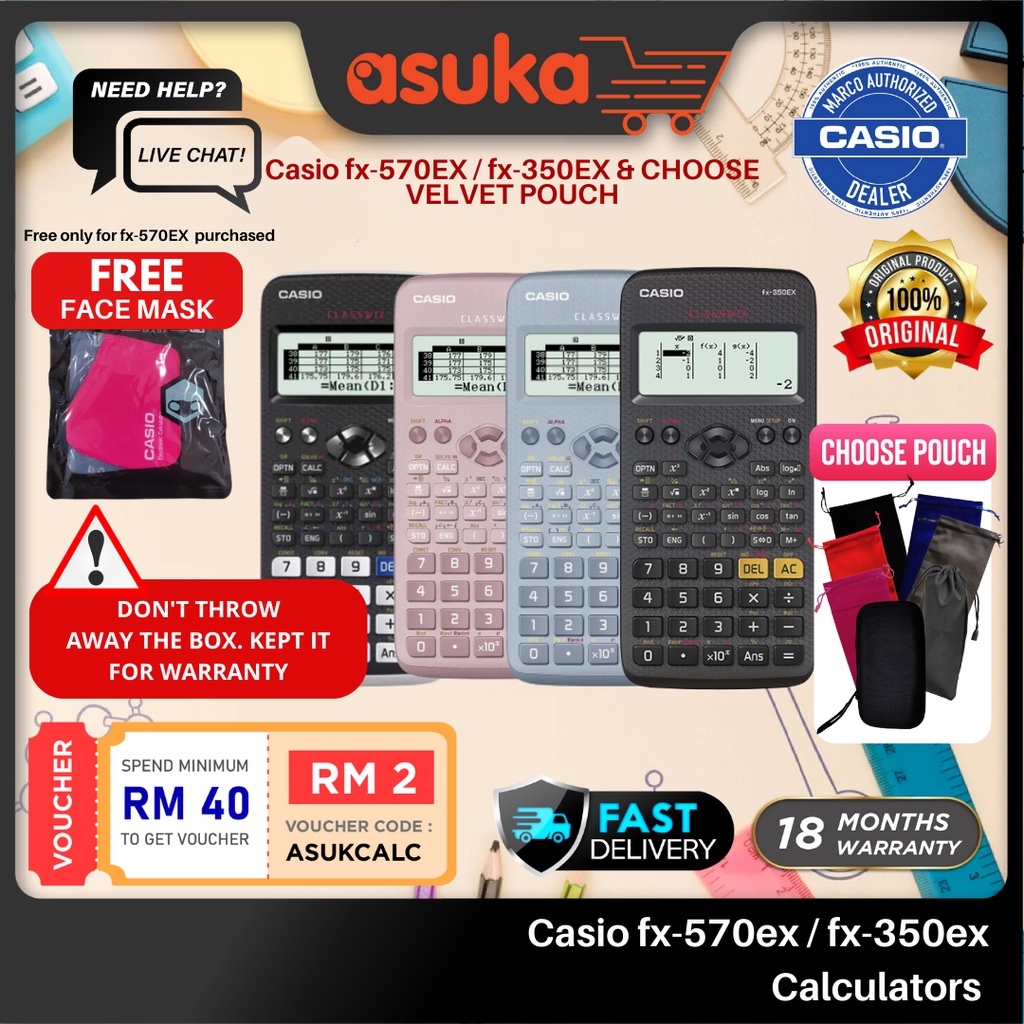 Casio fx-570EX / Casio Black fx-350ex Scientific Calculator Genuine ...