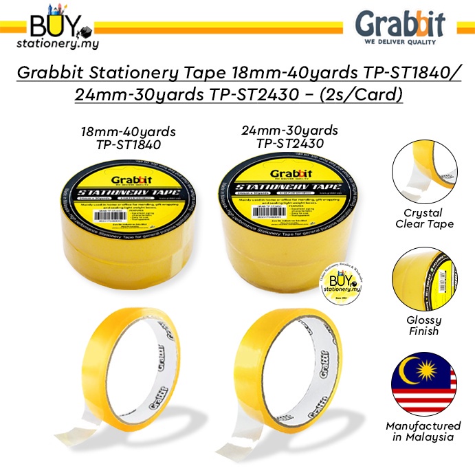 Grabbit OPP Tape Packing Tape Transparent Tape Stationery Tape 18mm ...
