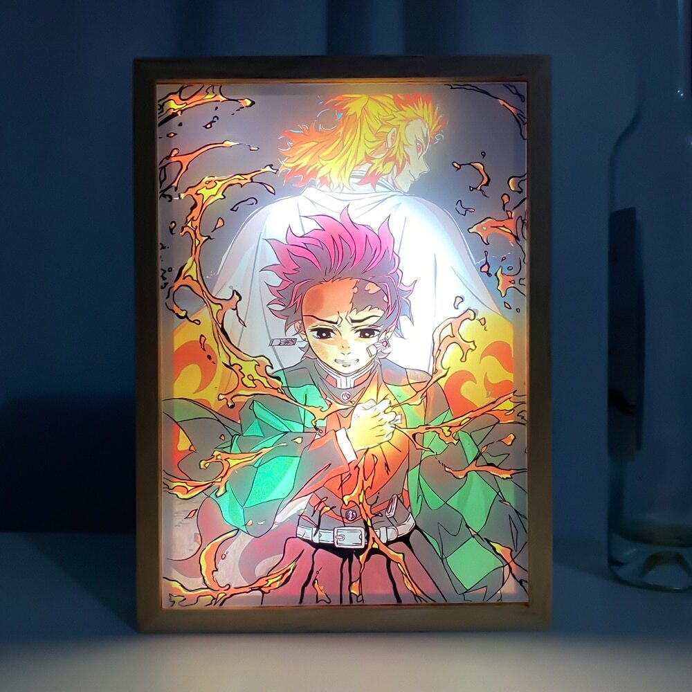 Demon Slayer LED Night Light Kyojuro Rengoku Photo Frame Painting Lamp ...