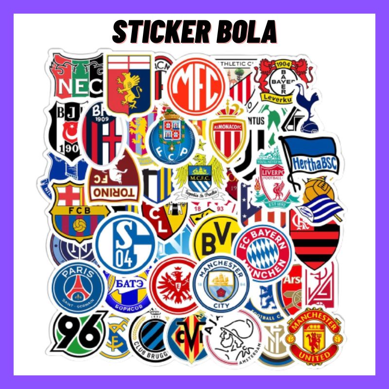 European Football Club Stickers 50 Keping Stiker Bola Soccer Sticker ...