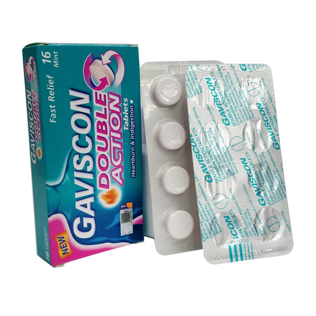Gaviscon Double Action 250mg 16s | Relief Pain of Heartburn & Acid ...