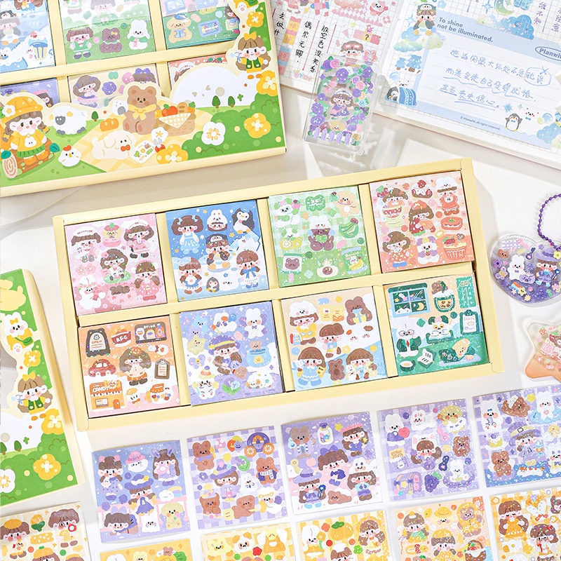 200pcs Cute Sticker Set Sticker Box Cute Color Series Style 纸迹 ...