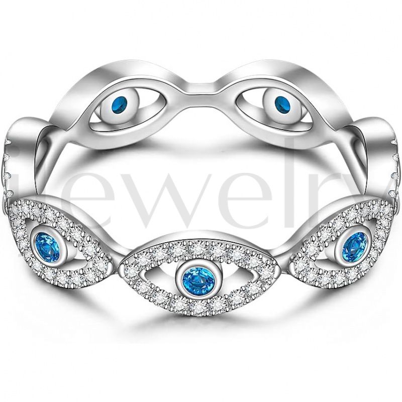 Blue Evil Eye Ring Nazar Amulet Sterling Silver Eye Evil Rings for ...