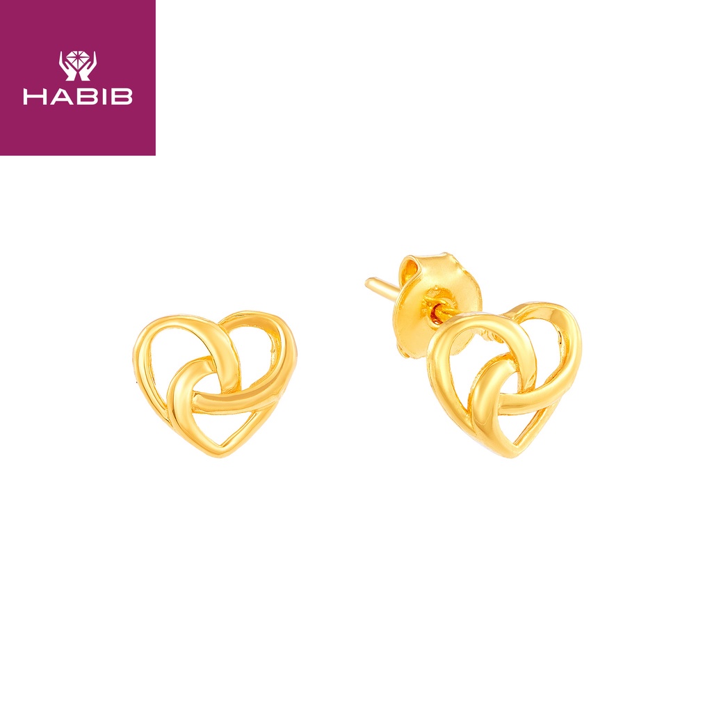 HABIB 916/22K Yellow Gold Earrings (Heart) E23-11280623 | Shopee Malaysia