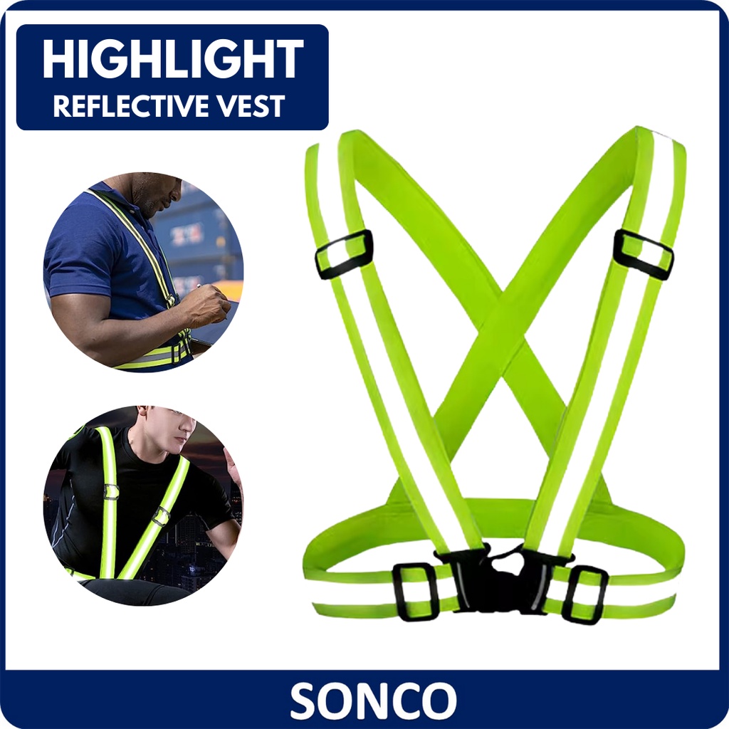 Safety Vest Reflective Belt with Grey Straps Coat Elastic Belt Fabric ...