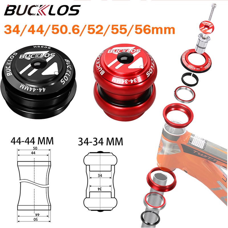 BUCKLOS Bike Headset Double Bearing 34-34/44-44/44-50.6/44-55/44-56/41.8/52mm Road Mountain Bike ...