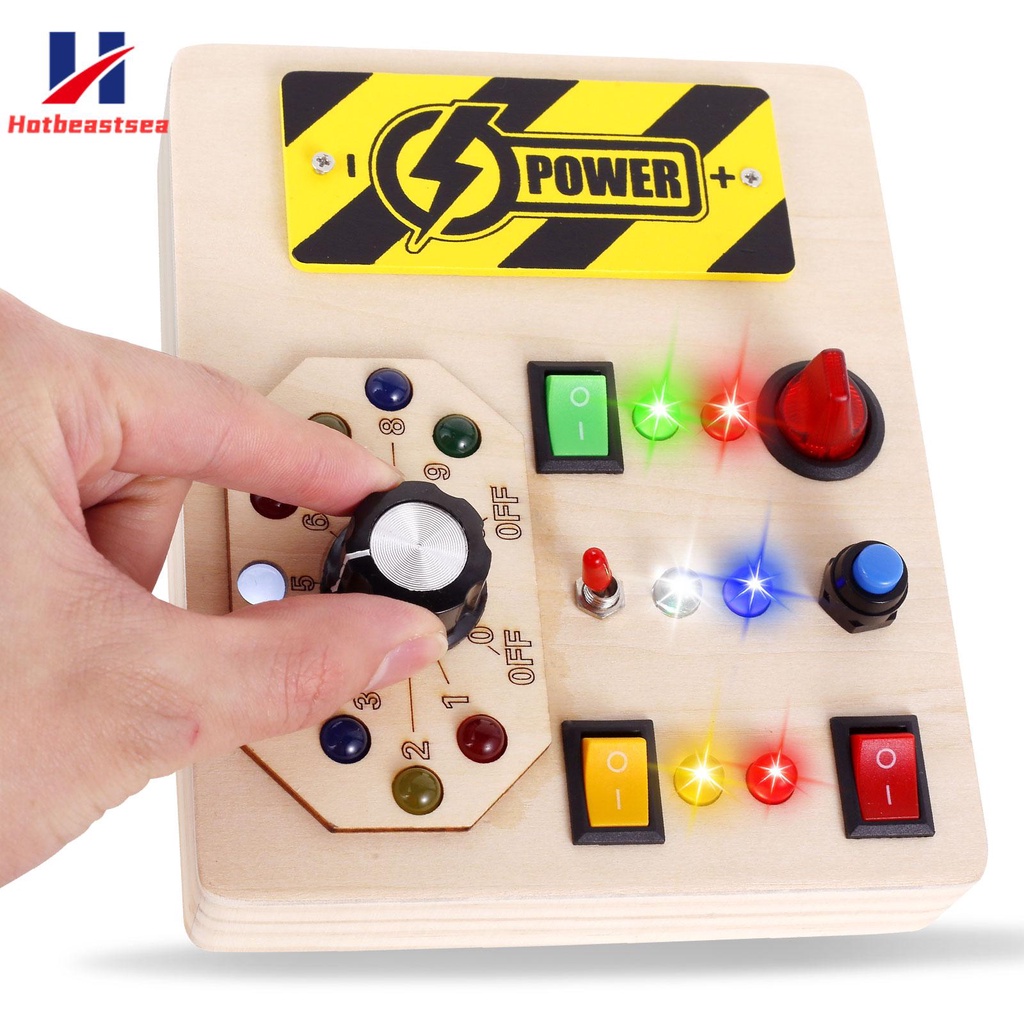 Montessori Busy Board LED Light Switch Busy Board Wooden Sensory Toys ...