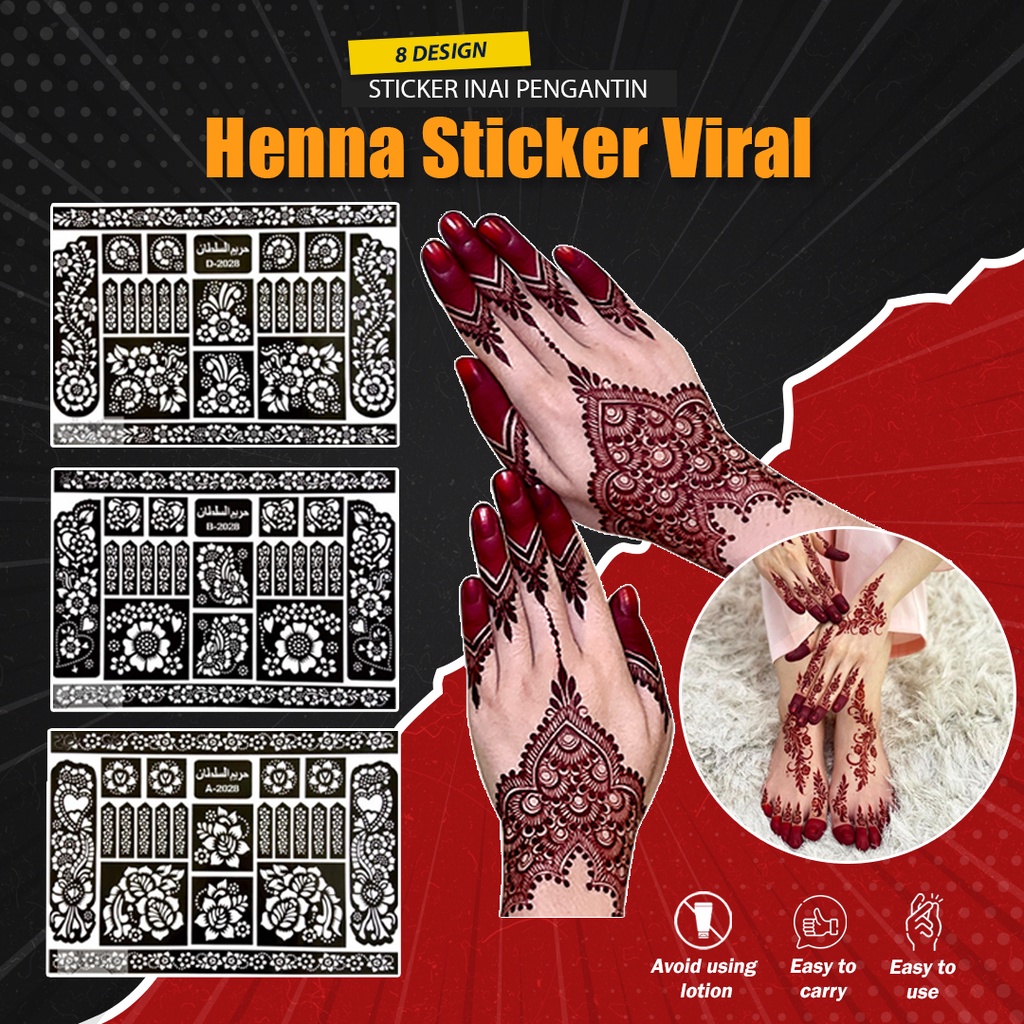 INAI Sticker Corak Viral Henna Stencil / Sticker Inai / Sticker Henna ...