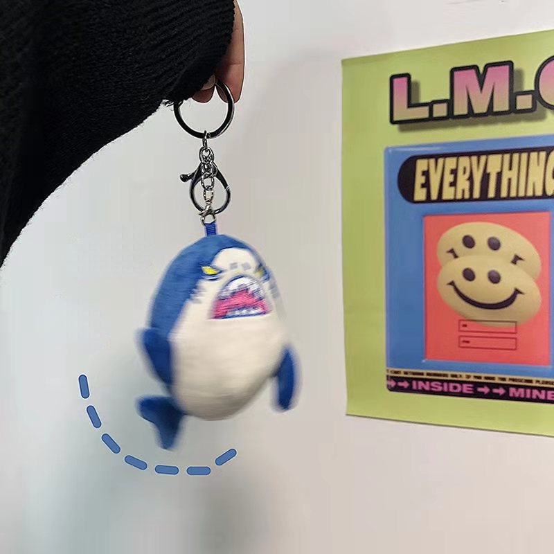 Cartoon Cute Angry Shark Plush Pendant Keyring Doll Accessories ...