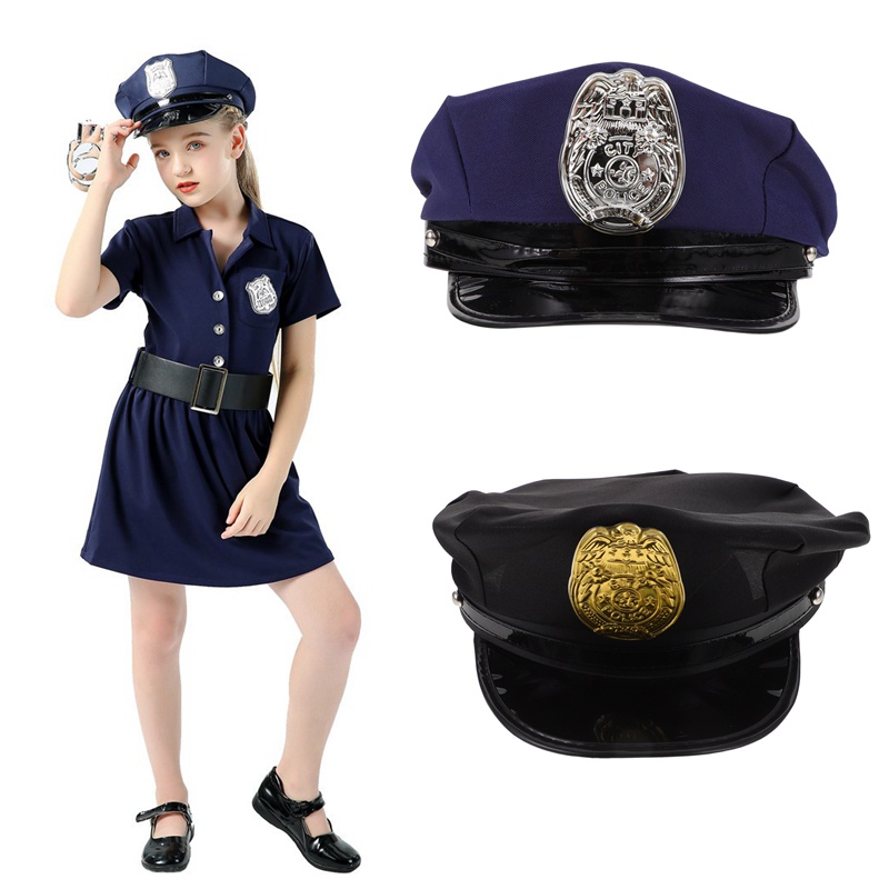 1Pcs Kids Police Hat Pretend Play Police Cap Cosplay Performances Photo ...
