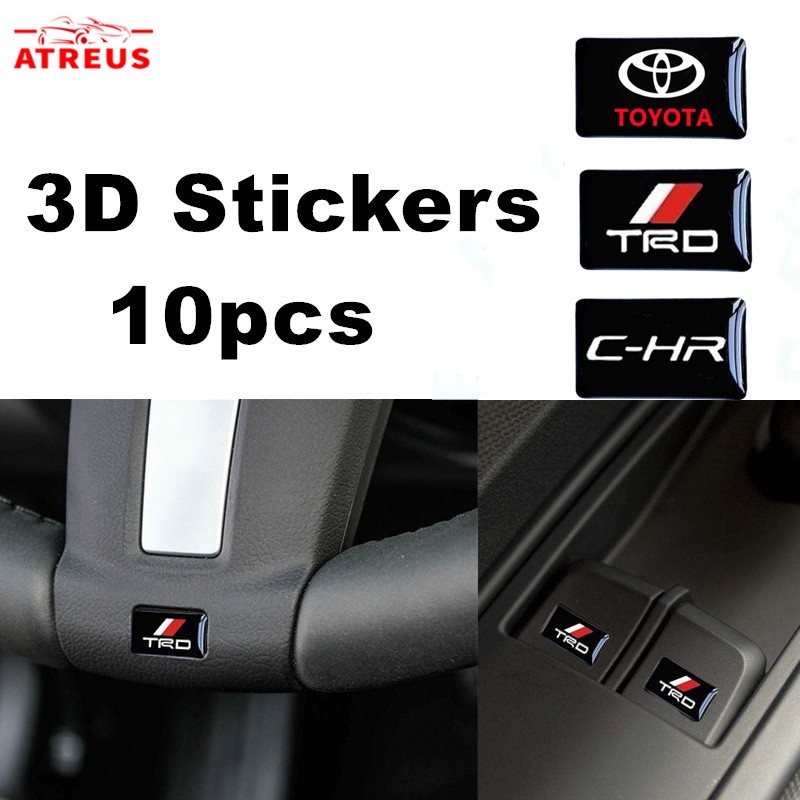 10Pcs Steering Wheel 3D Stickers Door Window Switch Button Badge ...