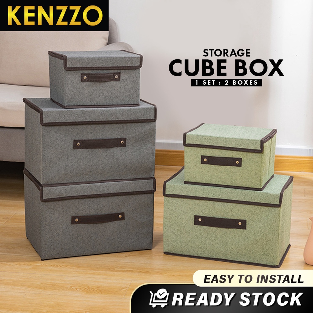 KENZZO : [ Big + Small 2 in 1 ]Storage Cube Box Fabric Foldable ...