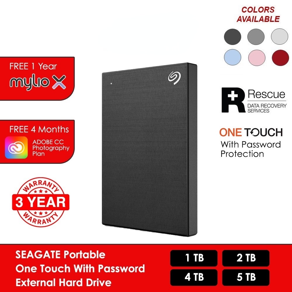 Seagate One Touch USB 3.0 Aluminum Portable Slim External Hard Disk Drive HDD (1TB/2TB/4TB/5TB ...