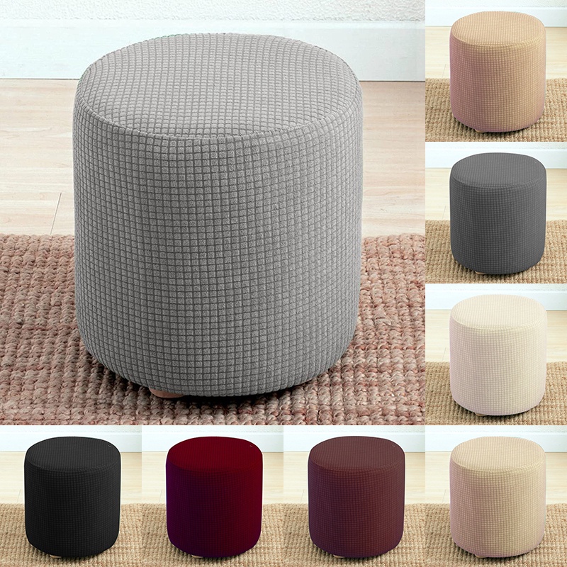 Round Footstool Cover Polyester Elasticity Footrest Cover Dust Case ...