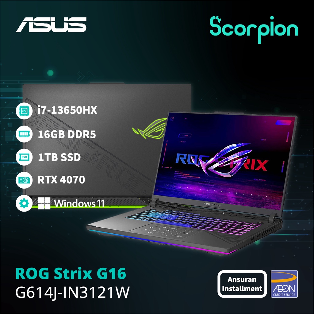 Asus ROG Strix G16 G614J-IN3121W Gaming Laptop（Aeon Credit Services-36 ...