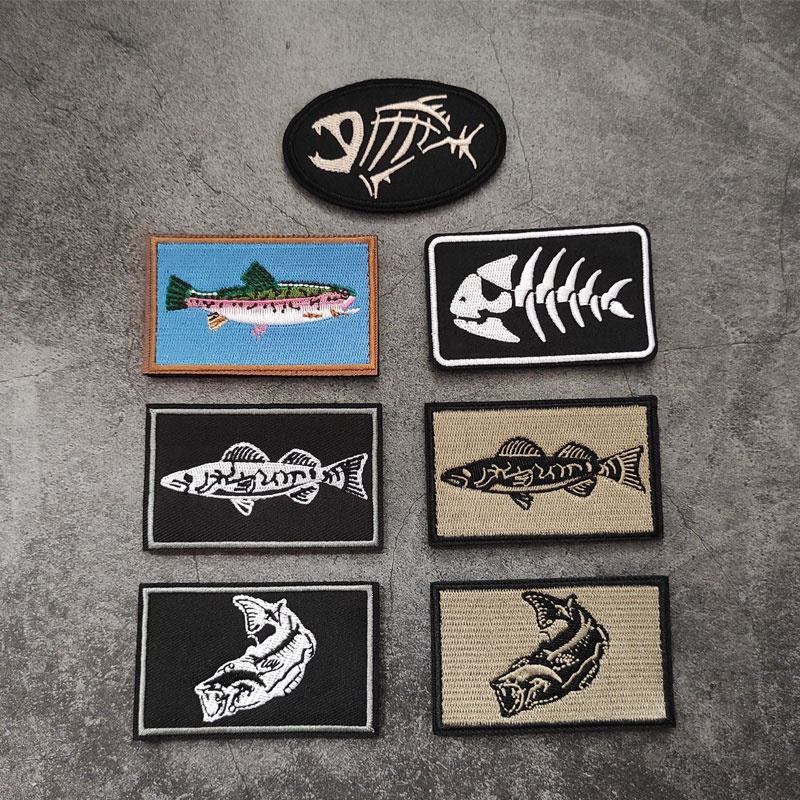 Fishing Velcro Armband Carp Pattern Sewable Patch 3D Embroidered Cloth ...