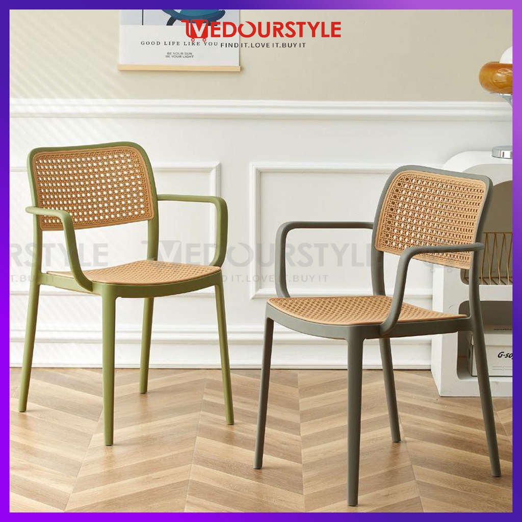 Vedourstyle Kerusi Rotan Armrest Rattan Chair Arm Chair PP Stackable ...