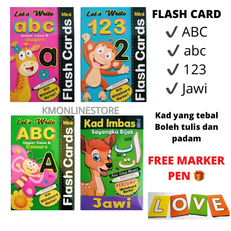[READY STOCK] Flash card Kad Imbas ABC abc 123 jawi bantu kanak-kanak dalam proses belajar boleh ...
