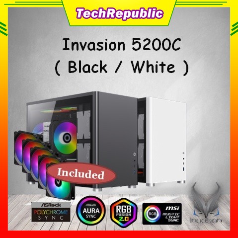 INVASION 5200C COMPACT M-ATX MicroATX Premium Case With ARGB FAN ...