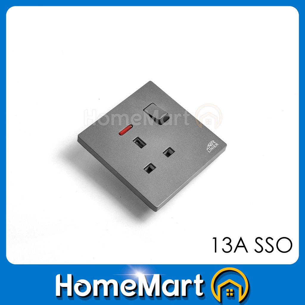 【LINIER ULTRA SLIM】 Switch Socket Modern Wall Switches SPACE GREY 13A ...