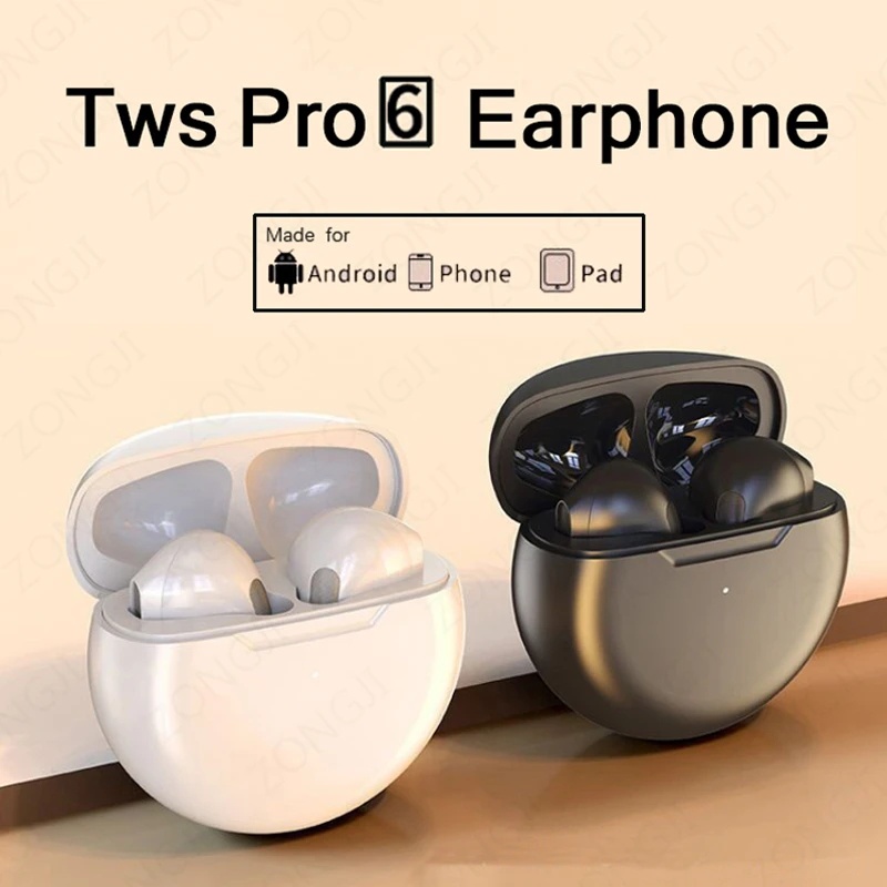 Pro6 True Wireless Earbuds Bluetooth Earphone Touch Control With Mic
