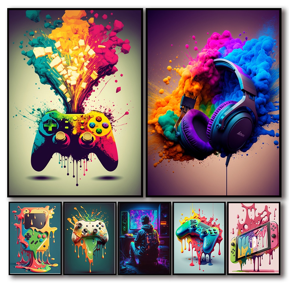 Colorful Game Controller Wall Art Poster Prints Nordic Aesthetic ...