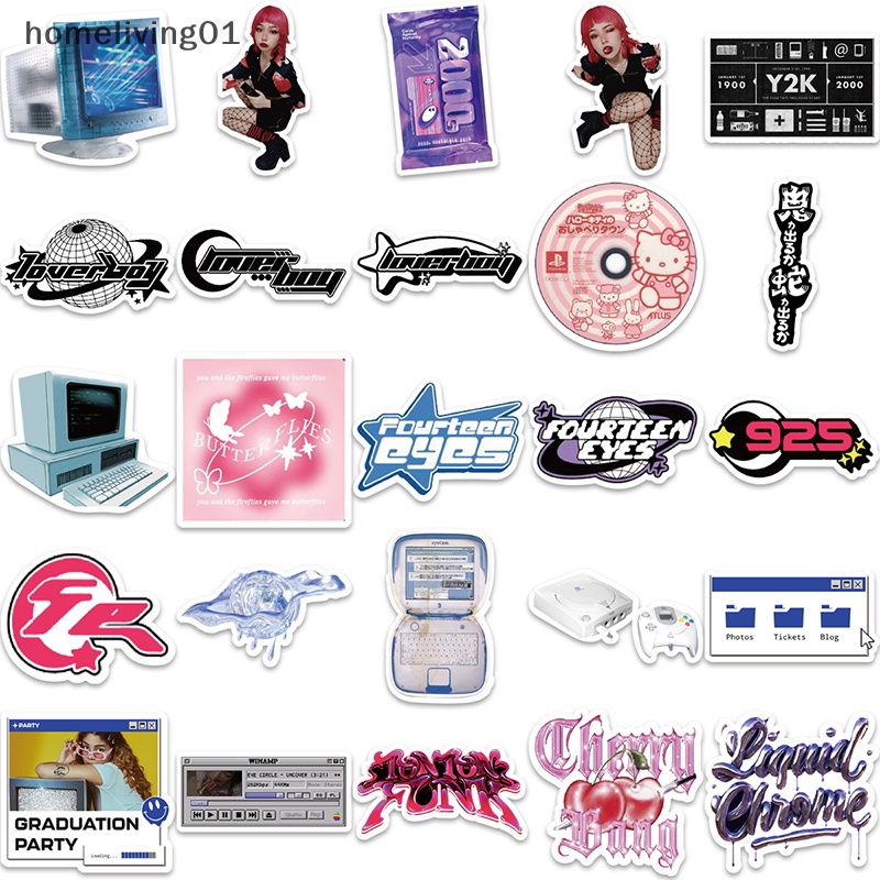 ho 53PCS Y2K Girls VSCO 90s Harajuku Style Vintage Stickers Cute ...
