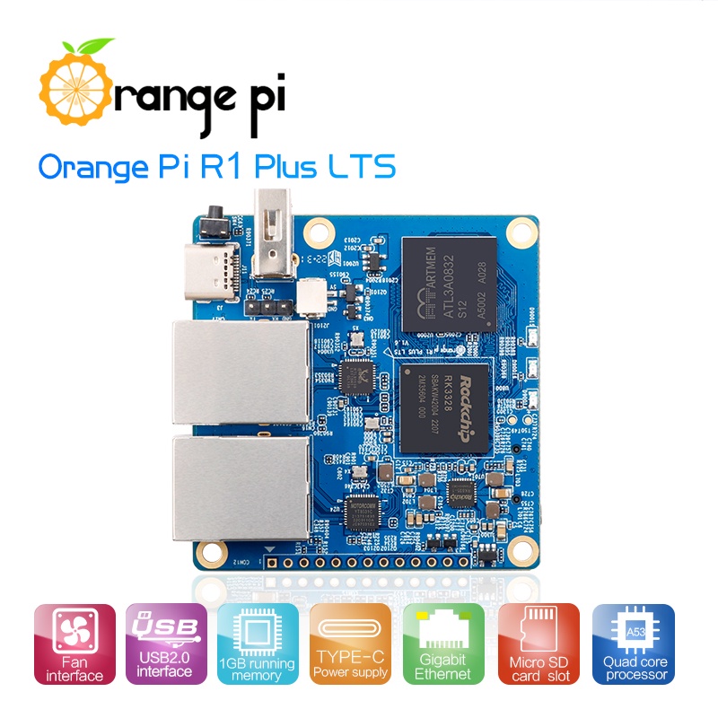 Orange Pi R1 Plus LTS 1GB RAM Rockchip RK3328 Open Source Single Board Case Optional Computer ...