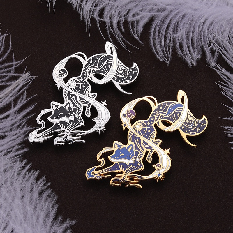 Creative Animal Series Fox Exquisite Enamel Lapel Brooch Star Myth ...