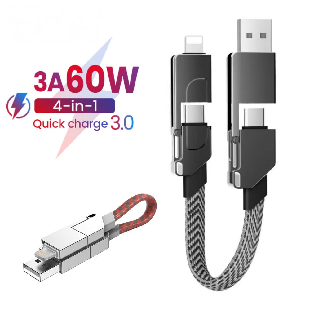 60W Flash Charge Data Cable Mini Portable Key Chain Buckle Zinc Alloy 4 ...