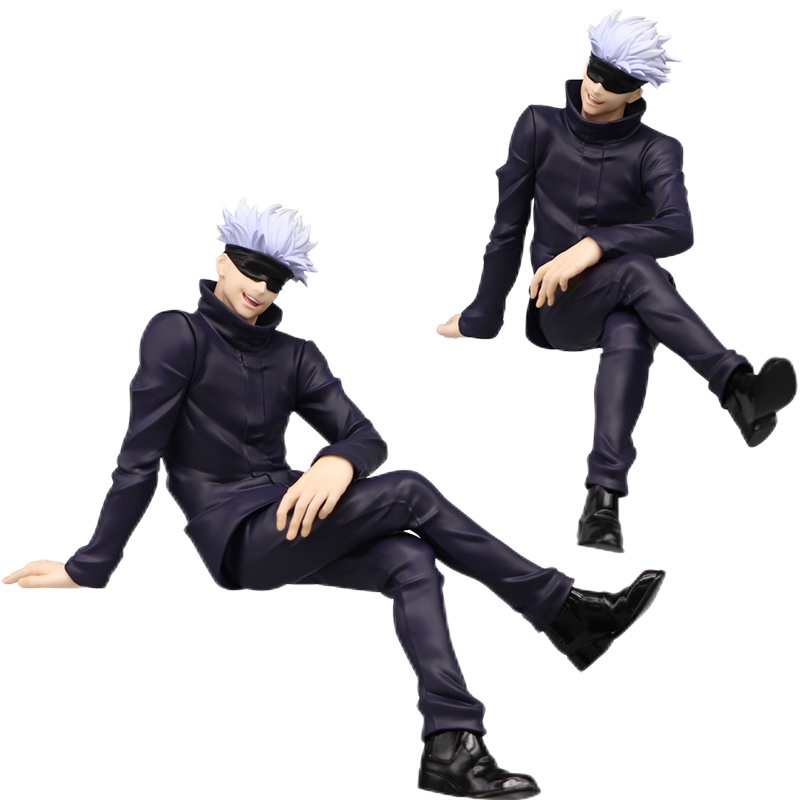 Anime Jujutsu Kaisen Gojo Satoru Figure Blindfold Sitting Position ...