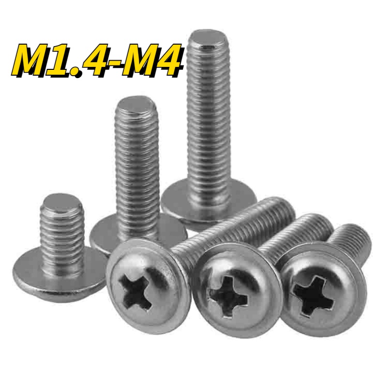 [XNY] 304 Stainless Steel Phillips Round Head with Washer Screw M2M3M4 Screw | Shopee Malaysia