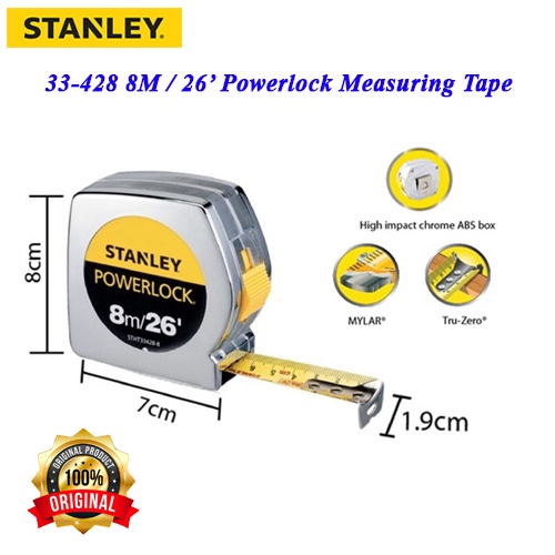 STANLEY 33-428 (STHT33428-8) 8M / 26FT Powerlock Measuring Tape Tali ...